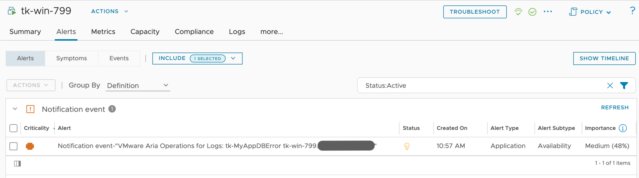 VMware Aria Operations for Logs Alerts as Symptoms in Aria Operations ...